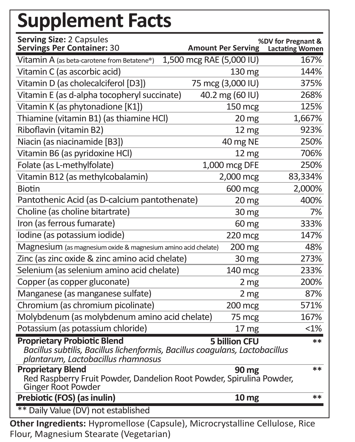 Prenatal Multivitamin | Capsule | 60 Count