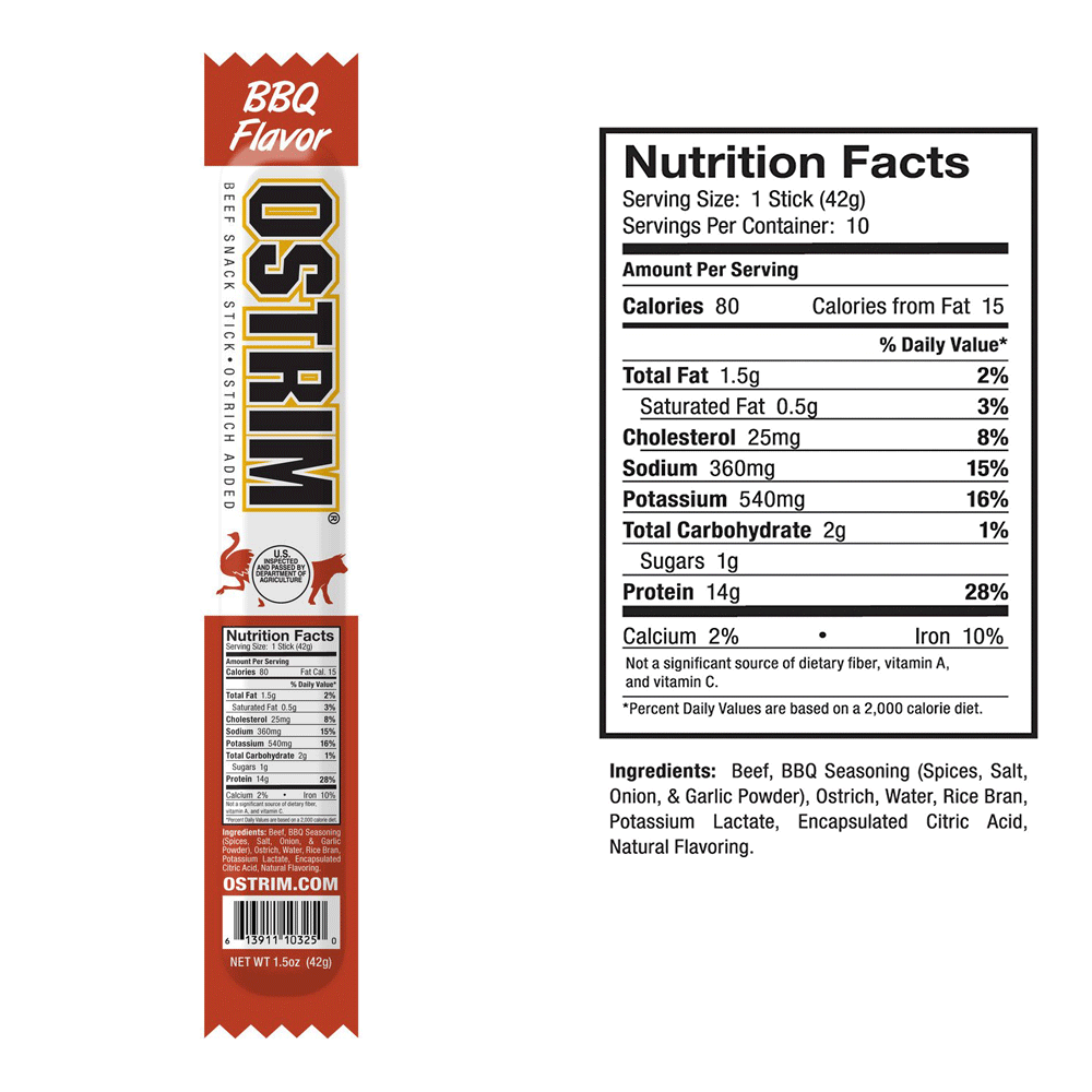 Beef & Ostrich Snack Sticks - Savory BBQ Flavor