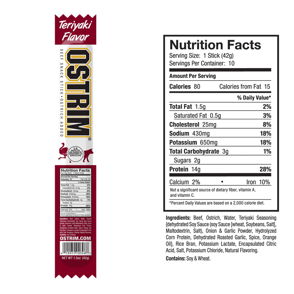Savory Teriyaki Beef & Ostrich Snack Sticks