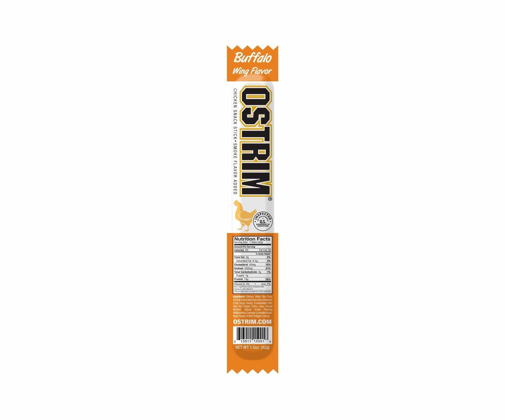 OSTRIM Chicken Snack Sticks - Buffalo Flavor, Low Carb